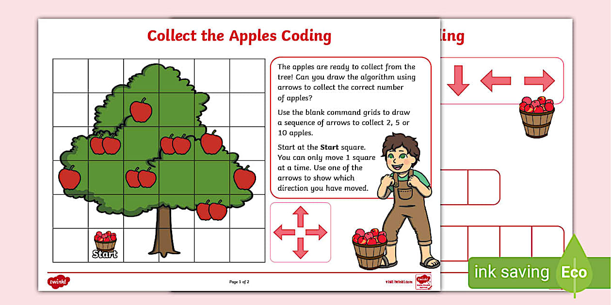 Ks1 Collect The Apples Coding Activity Sheet Computing