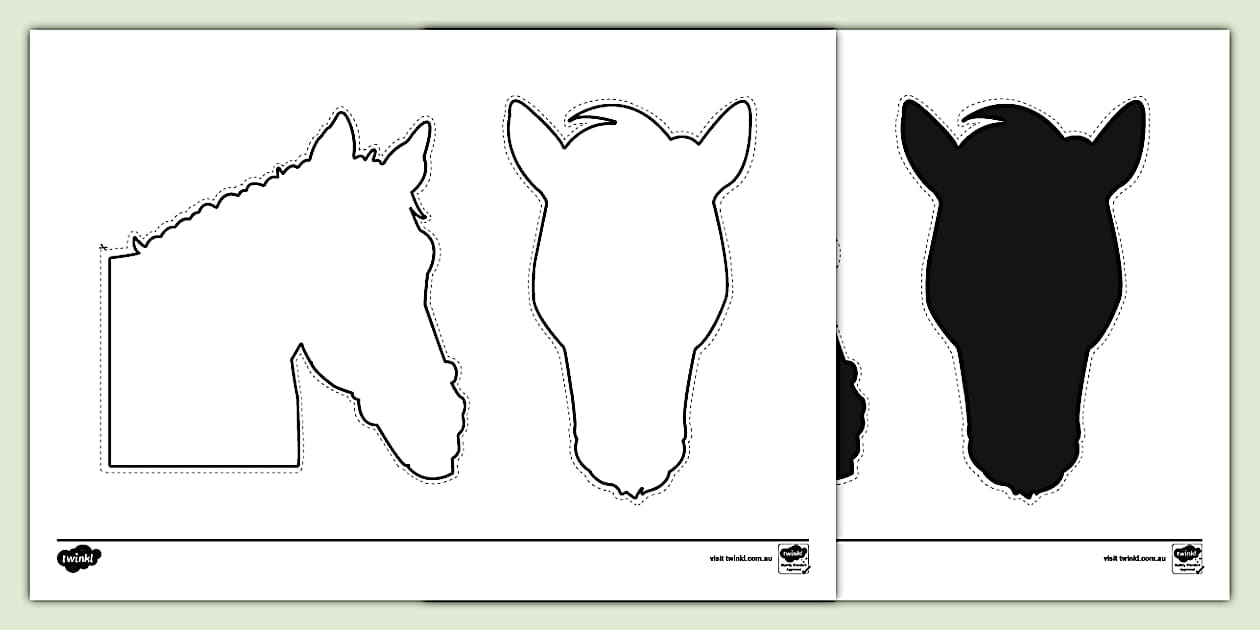 Horse Outlines and Silhouettes (teacher made) - Twinkl
