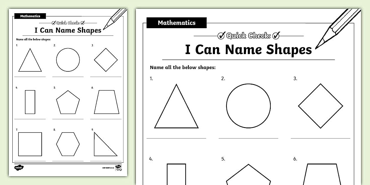 Quick Check: I Can Name Shapes Activity Sheet (teacher made)
