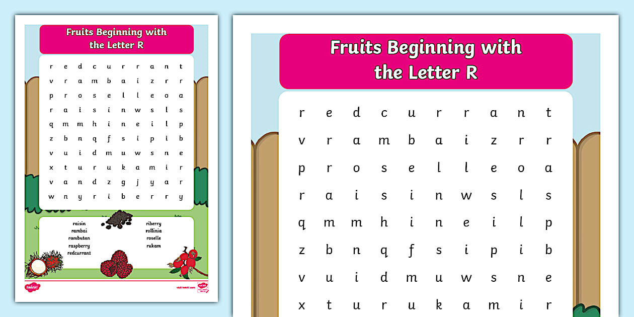 Fruits Beginning with the Letter R Word Search - Twinkl
