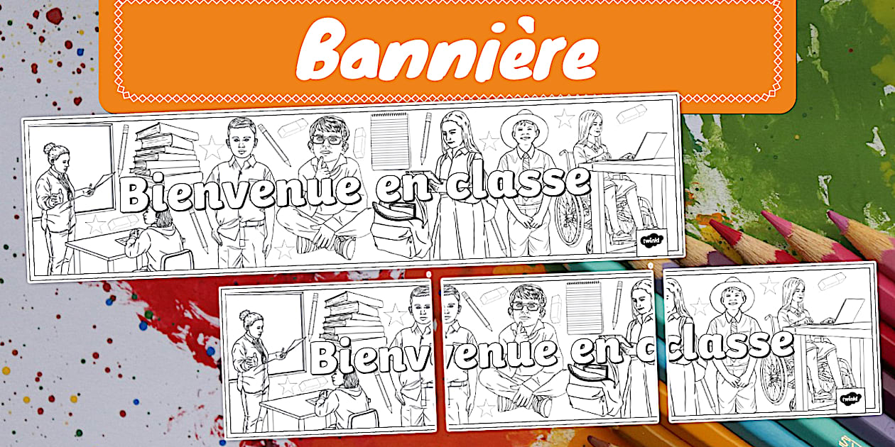 Banderole d'affichage à colorier : Bienvenue en classe
