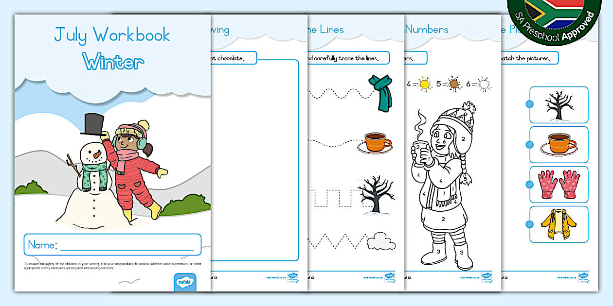 Preschool: July Workbook- Winter (teacher made) - Twinkl