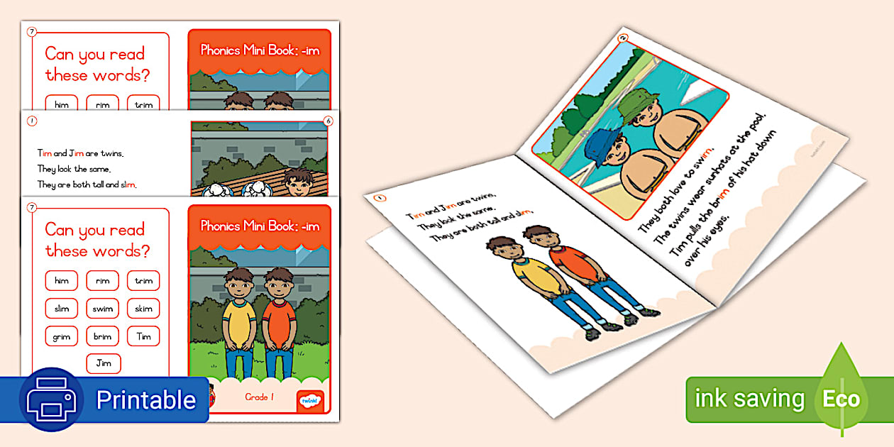 Grade 1 Mini Book: -im (teacher made) - Twinkl