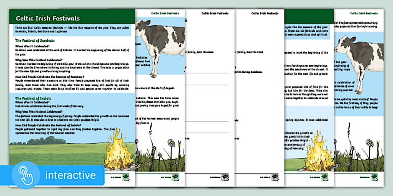 Higher Ability Celtic Irish Festivals Differentiated Reading Comprehension