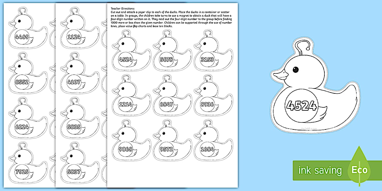 Editable Finding 1000 More or Less Hook-a-Duck Fairground Themed Activity