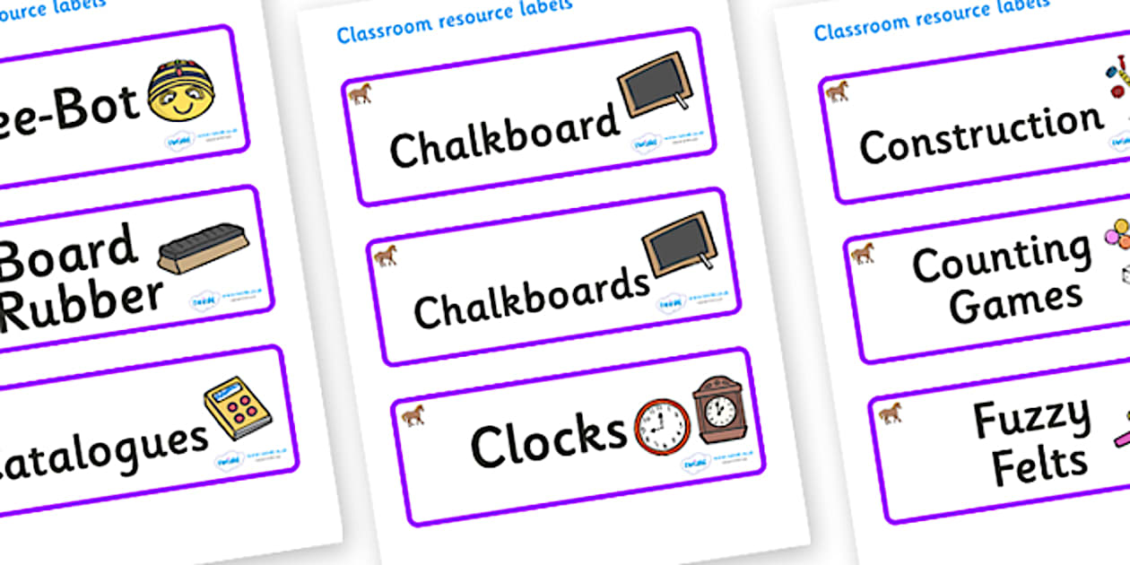 Pony Themed Editable Additional Classroom Resource Labels