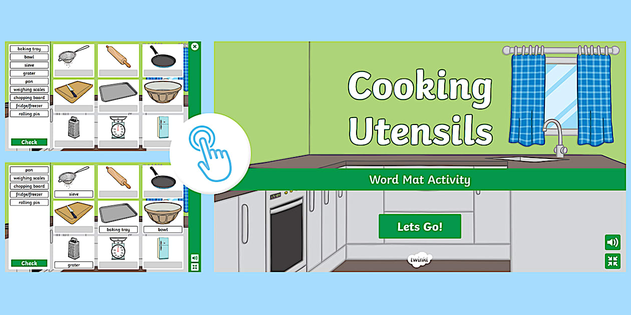 Interactive Cooking Utensils Word Mat | Twinkl Go! - Twinkl