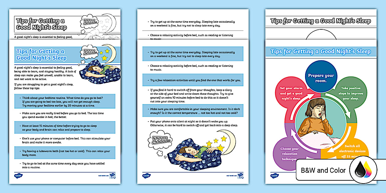 Tips for Getting a Good Night's Sleep Poster (teacher made)