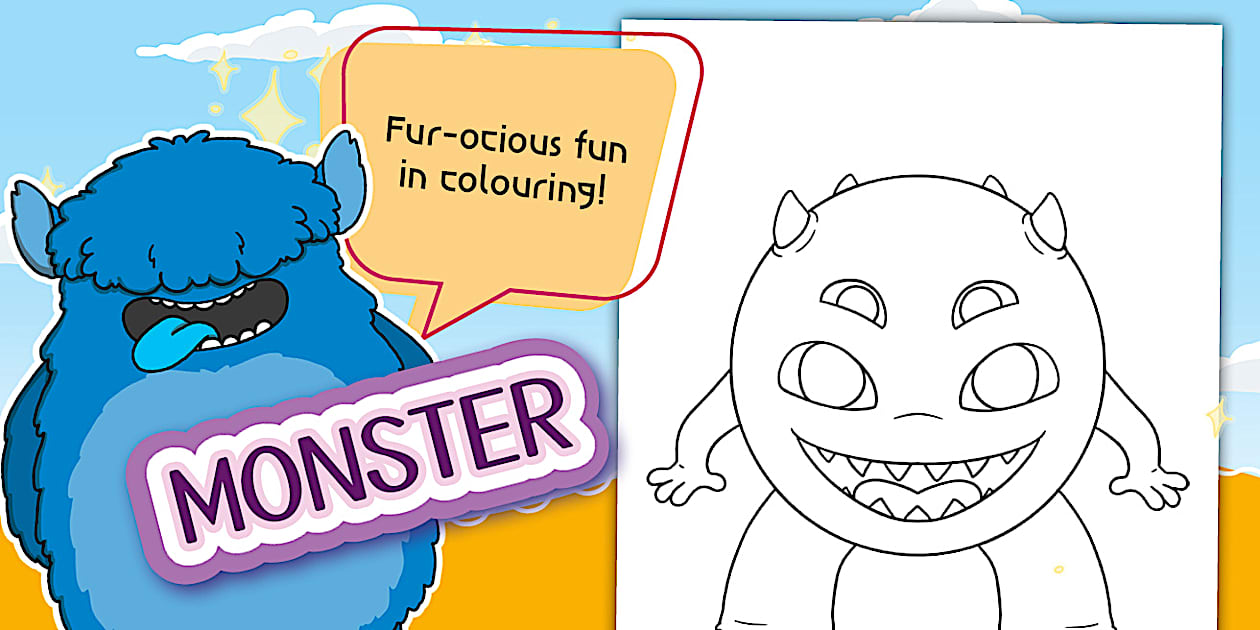 Monster Face Colouring Sheet