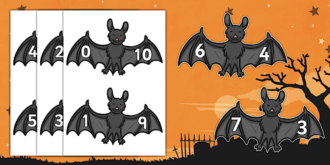 Editable Number Bonds of 10 on Bats Display Cut-Outs