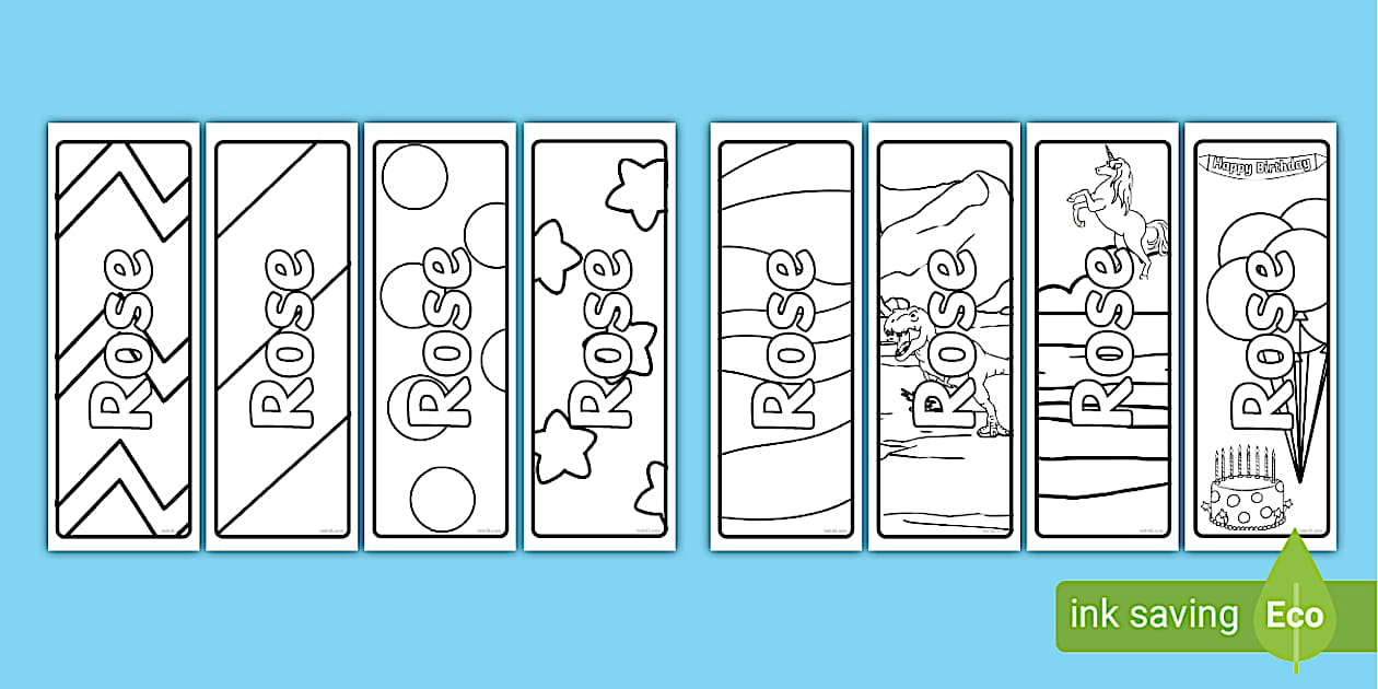Rose Name Simple Colouring Bookmarks | Twinkl KS1 | Bookmark
