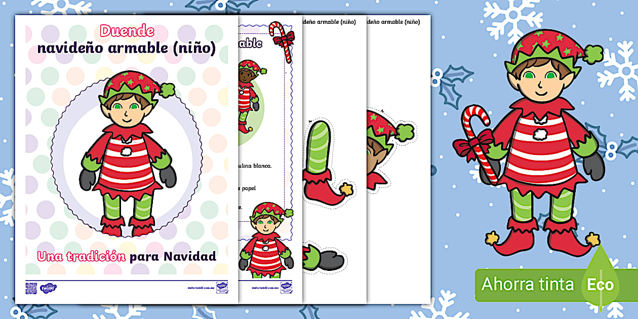 Duendes navideños para imprimir en clase - Twinkl