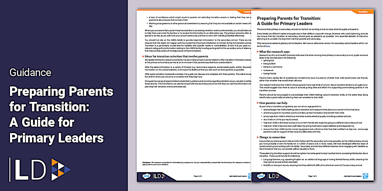 Preparing Parents for Transition (Primary Version) - leaders