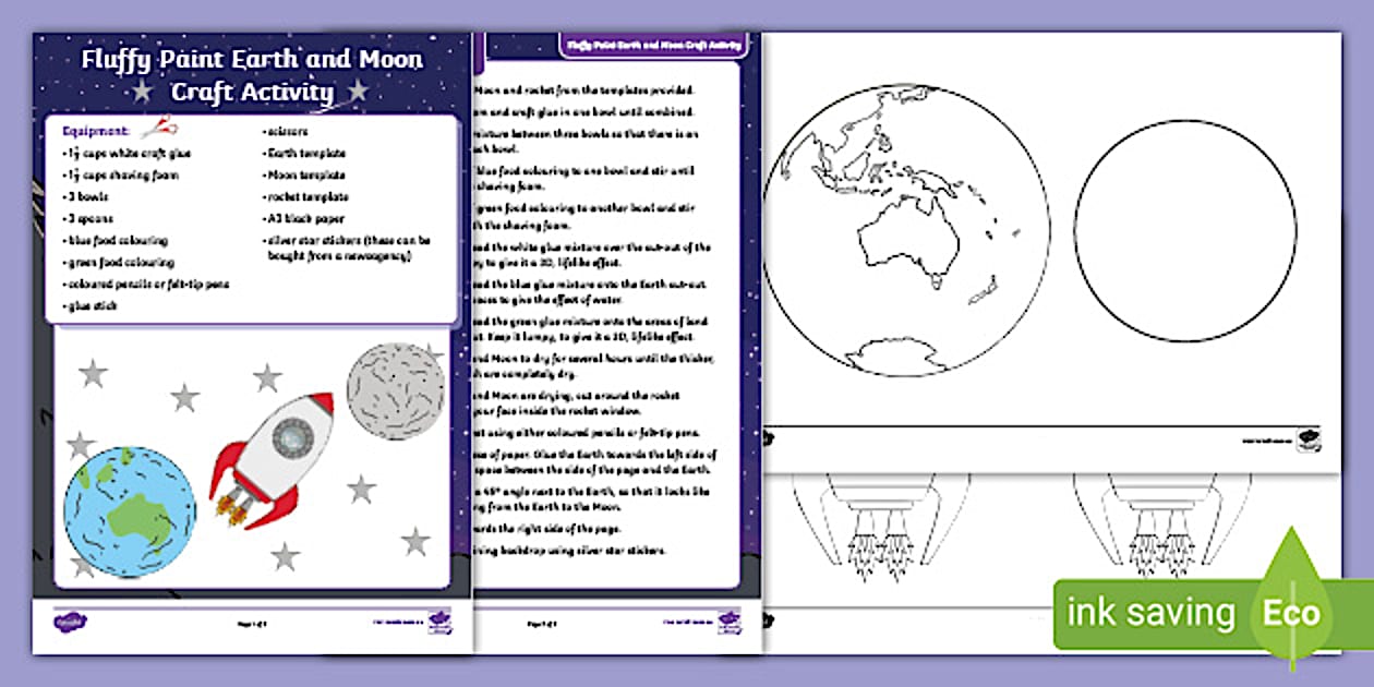 Fluffy Paint Earth and Moon Craft Activity - Twinkl