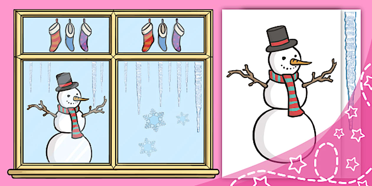 Snowman Window Display (teacher made) - Twinkl