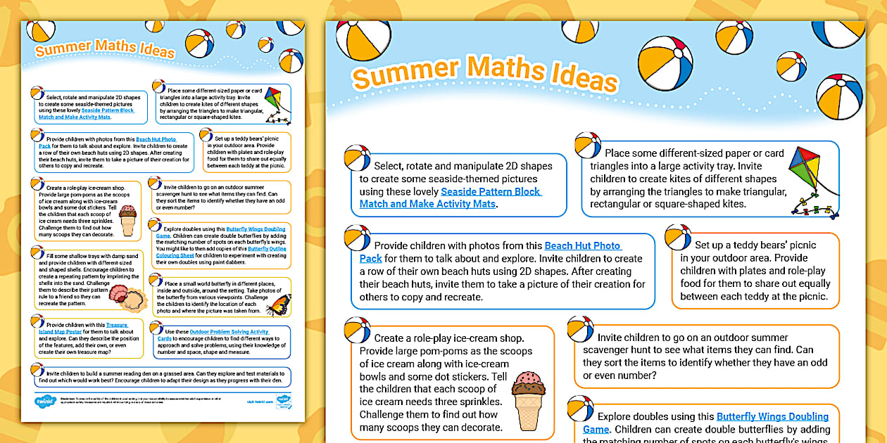 👉 EYFS Summer Maths Activity Ideas - Twinkl