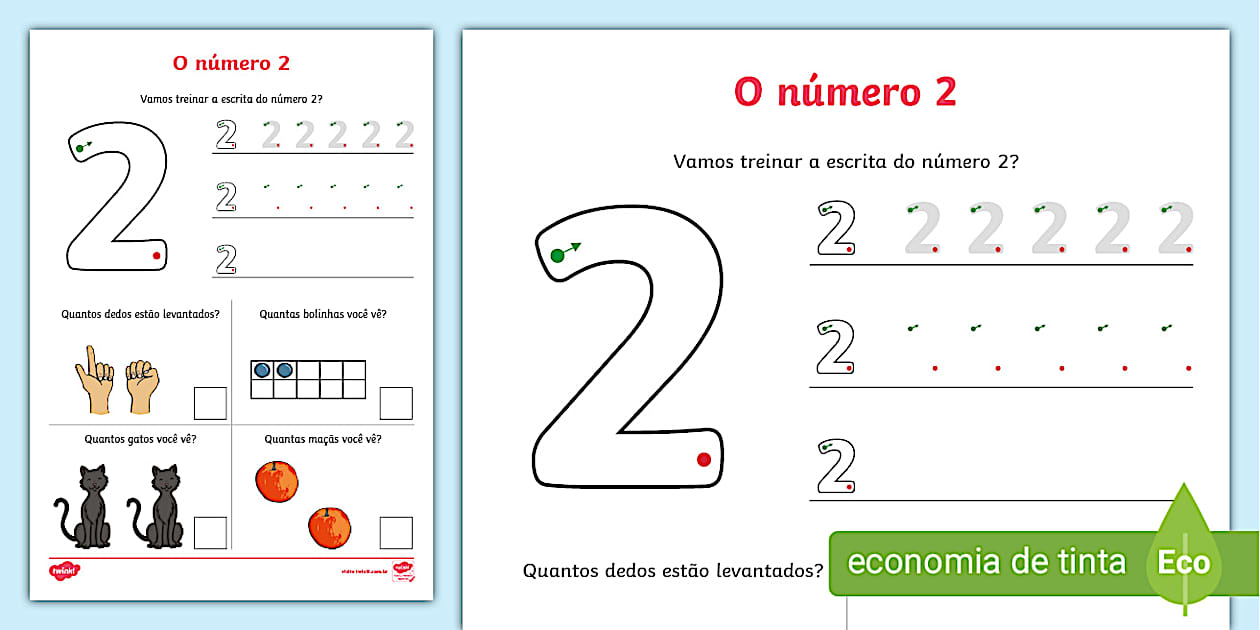 Atividades com o Número 2 – Grafia e Quantidade - Twinkl