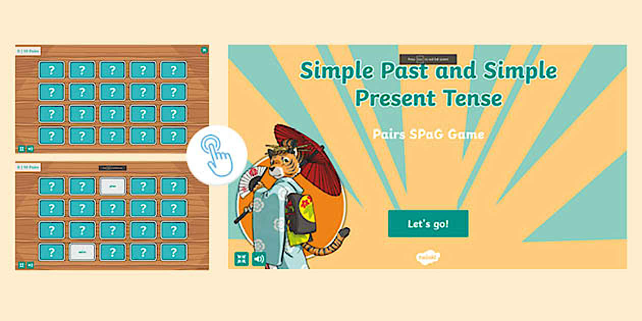 Simple Past and Simple Present Tense SPAG Pairs Game - KS2