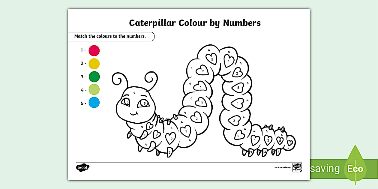 Caterpillar Colour by Number Resource| Twinkl Resource| Math