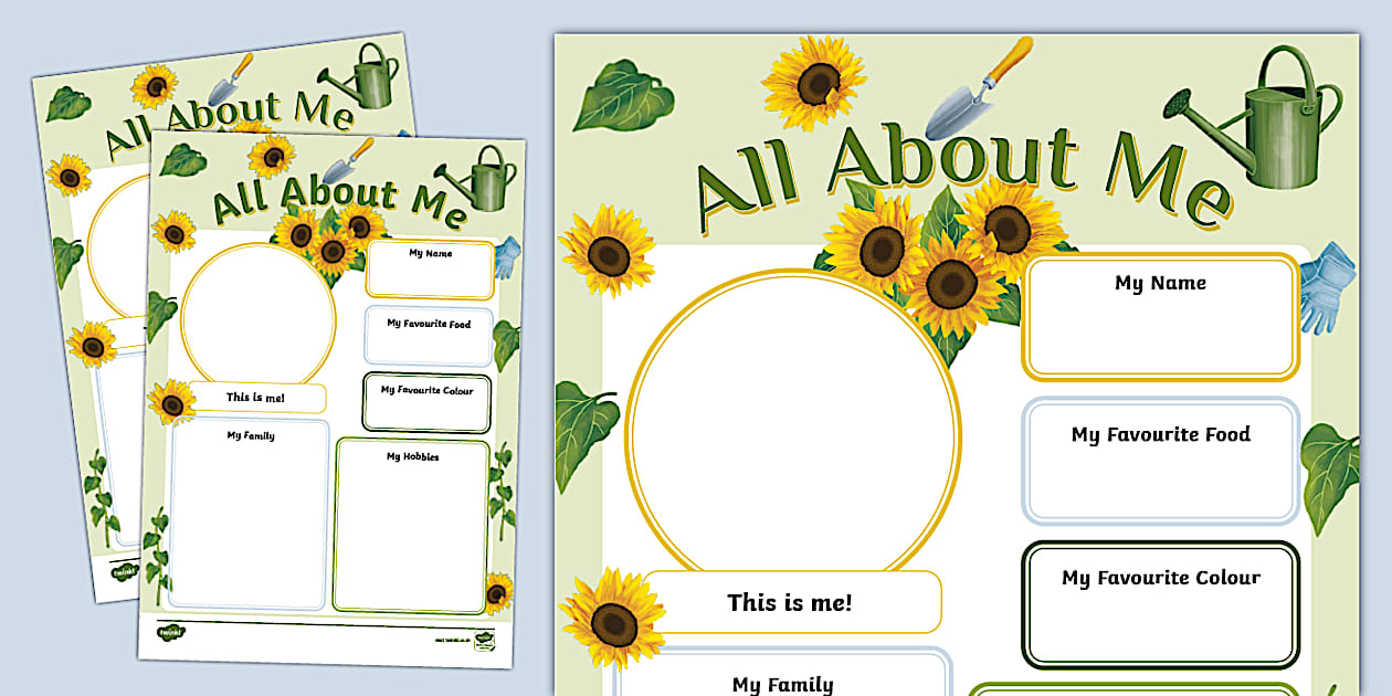Sunflower-Themed All About Me Worksheet