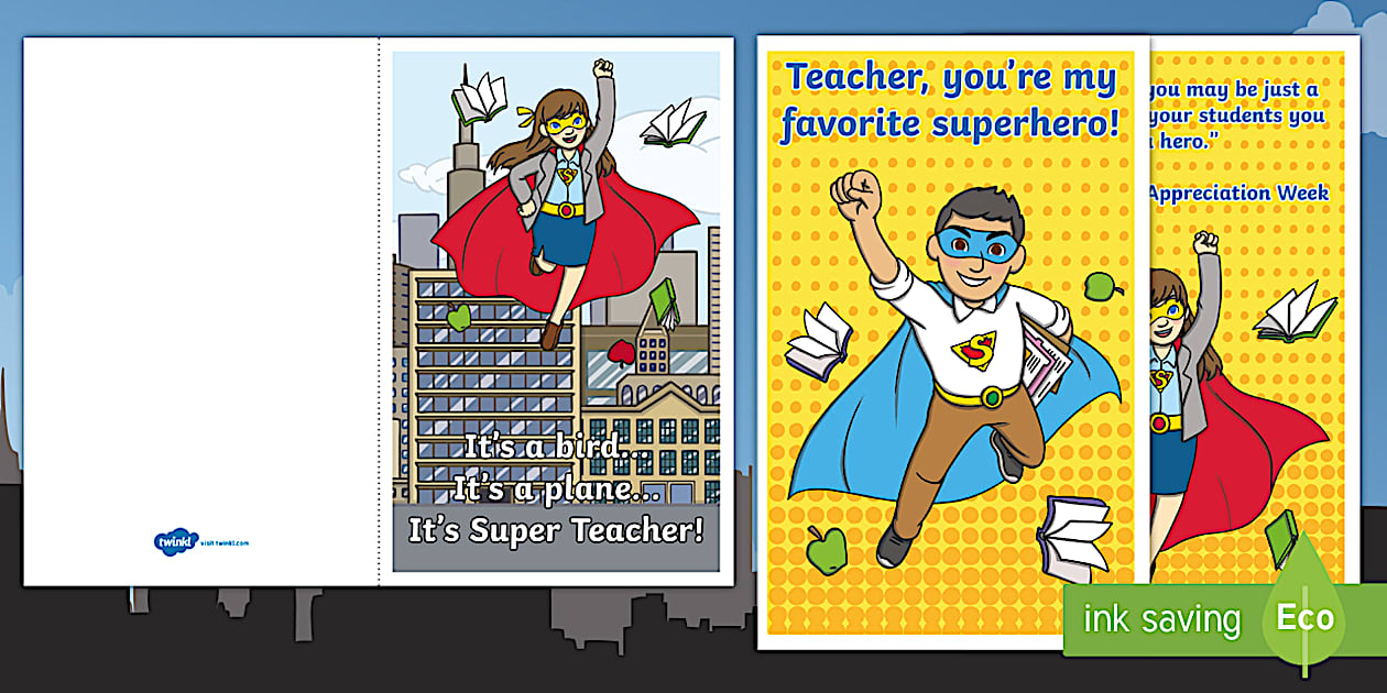 Superhero Teacher Card - Twinkl USA Resources (Teacher-Made)