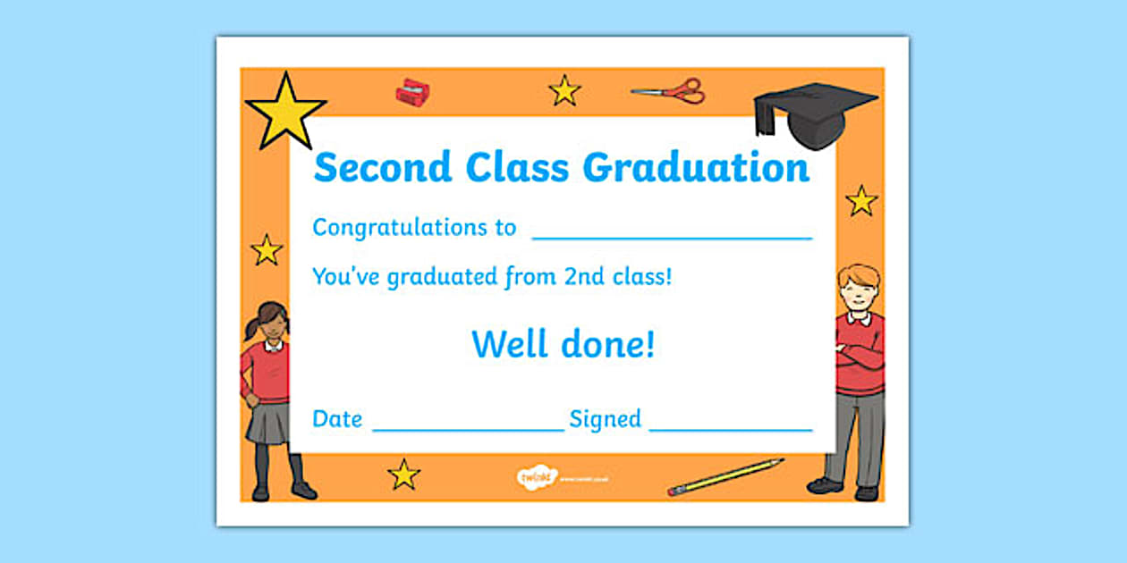 Editable Second Class Graduation Certificate (teacher made)