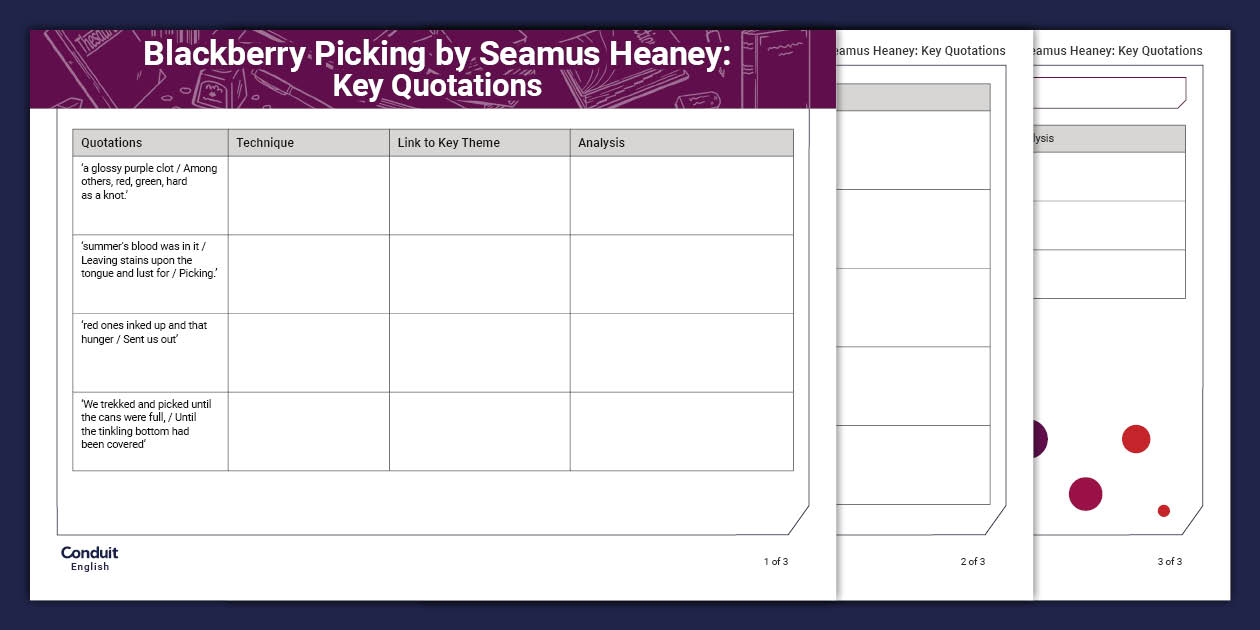 'Blackberry Picking' by Seamus Heaney: Key Quotations