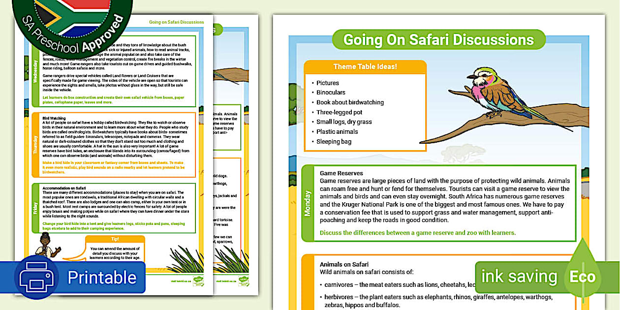 Going on Safari Discussion Sheet (teacher made) - Twinkl