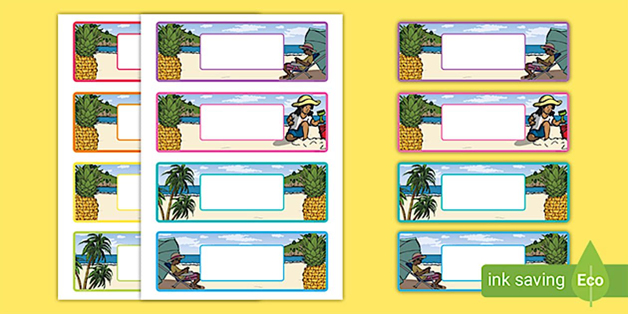 Tropical Pineapple Tote Tray Labels (teacher made) - Twinkl