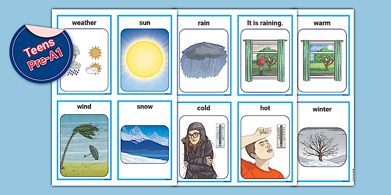 * NEW * ESL Weather Words Flashcards [Teens,Pre-A1] - Twinkl