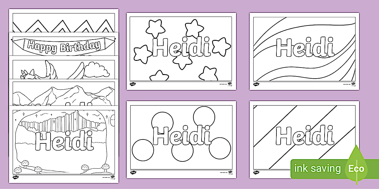 Heidi Name Simple Colouring Activity Sheets | Twinkl | KS1