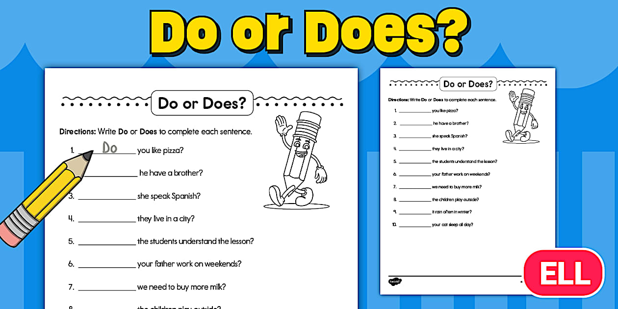 Do or Does Worksheet for ELL
