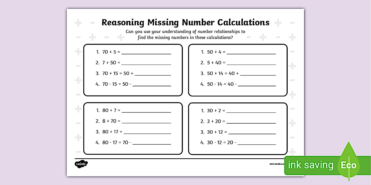 👉 Missing Number Calculations Reasoning Activity - Twinkl