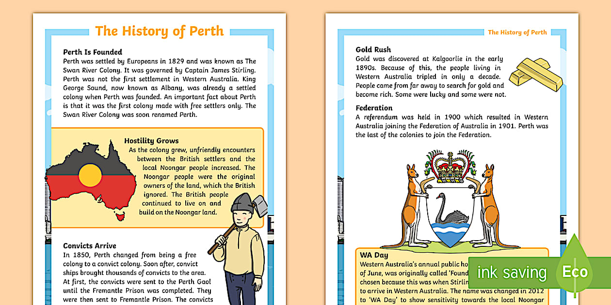 TAS History of Perth Fact File (teacher made) - Twinkl
