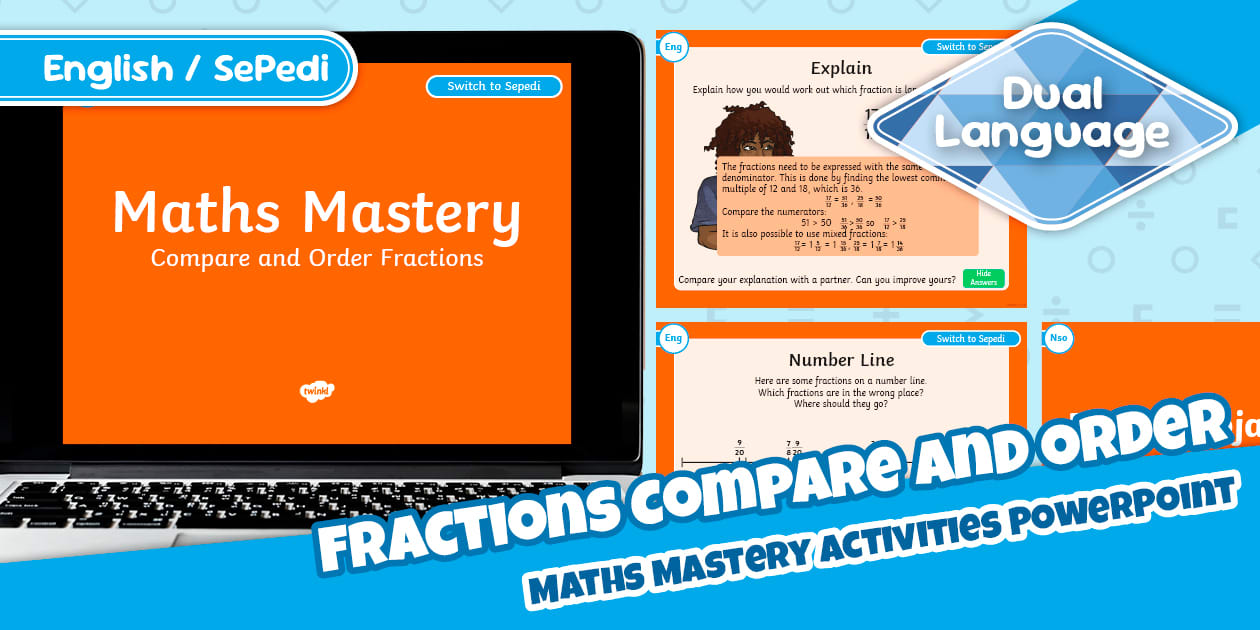 Grade 4 Maths Fractions Compare & Order Sepedi/English