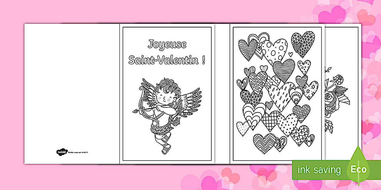 Cartes à colorier : Saint Valentin (teacher made) - Twinkl