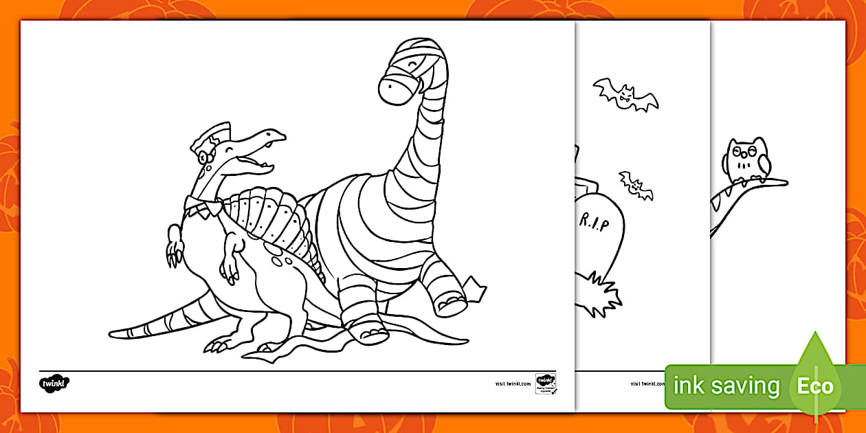 Editable Halloween Dinosaurs Colouring Pages - Twinkl