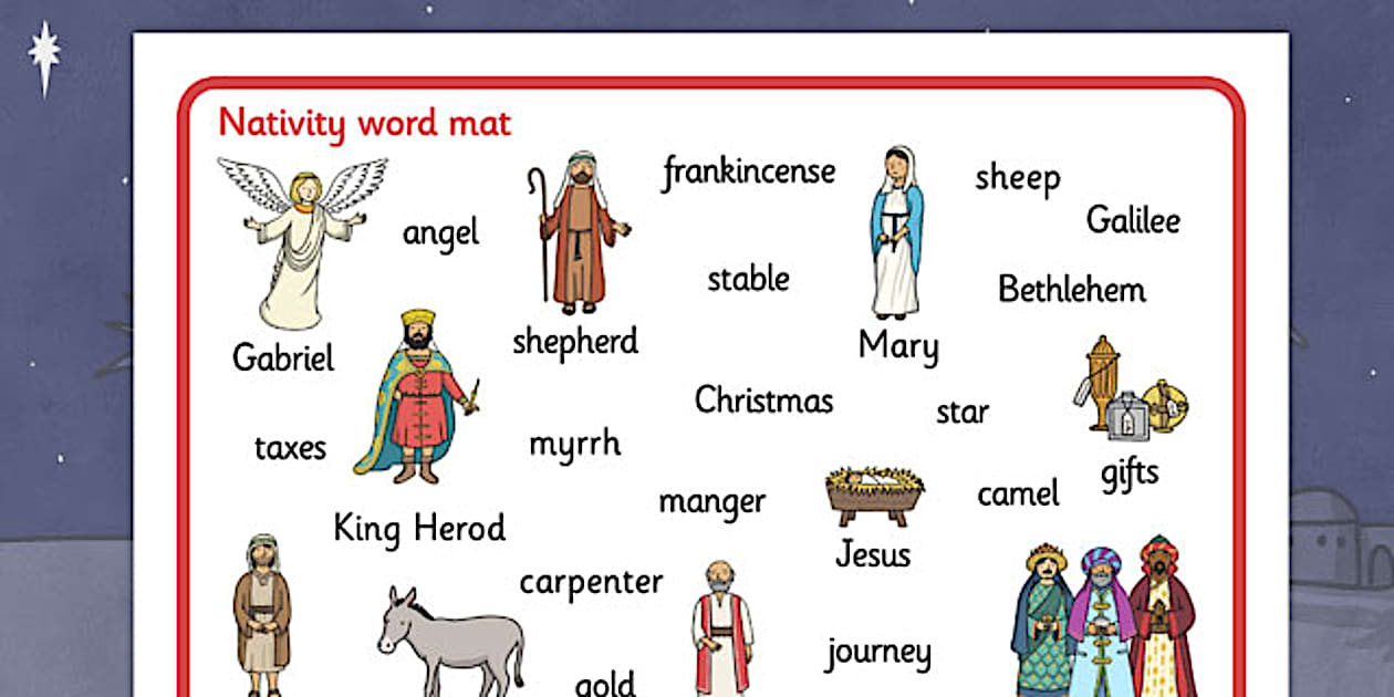 Australia Nativity Word Mat - Twinkl