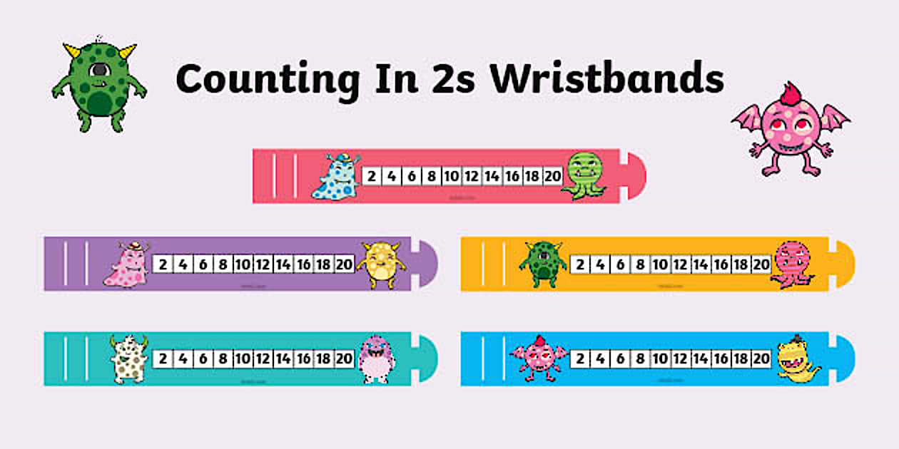 Counting In 2s Wristbands (teacher made) - Twinkl