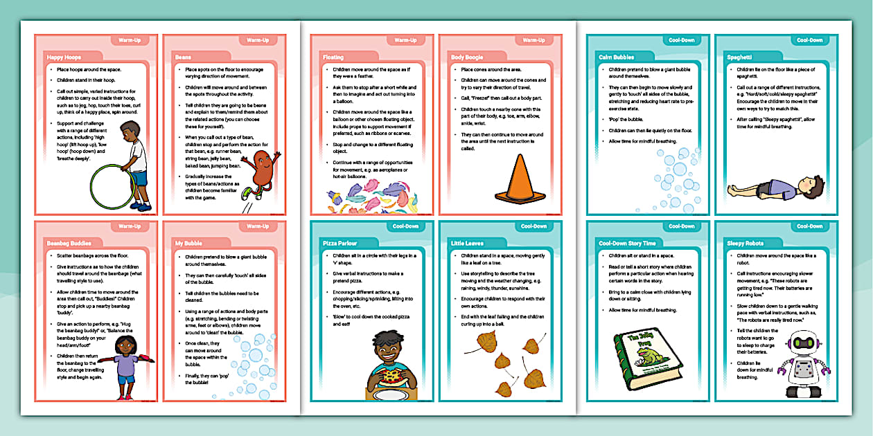 Nursery PE Warm-Up and Cool-Down Activities - EYFS - Twinkl