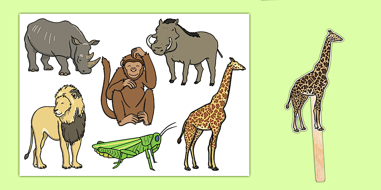 Dancing Giraffe Themed Stick Puppets - Twinkl
