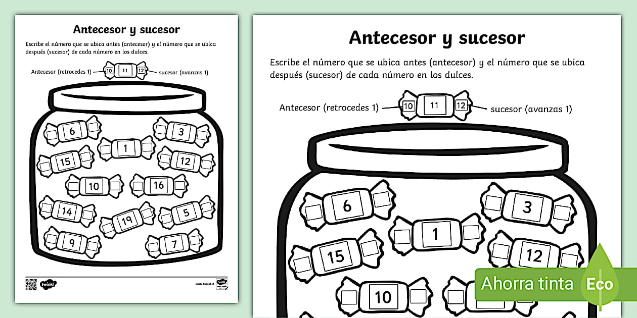 Guía de trabajo: Antecesor y sucesor - Guía Matemáticas