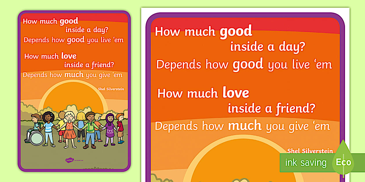 Cursive 'How Much Good Inside a Day' Reading Quote Poster
