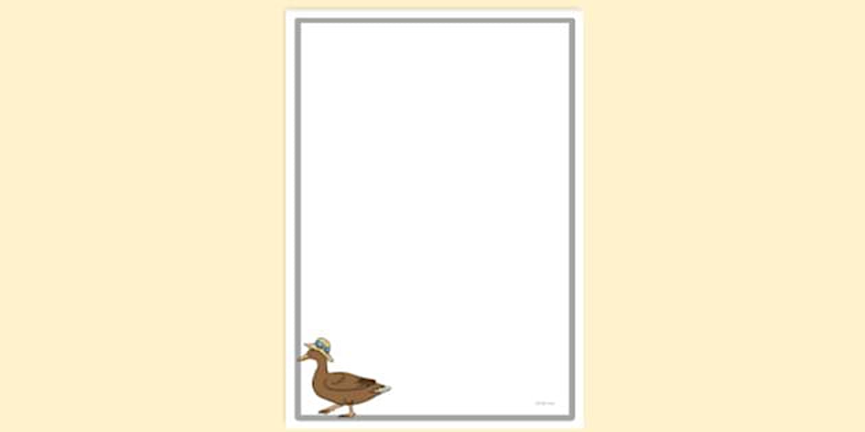 Simple Blank Little Brown Duck Walking Page Border | Twinkl