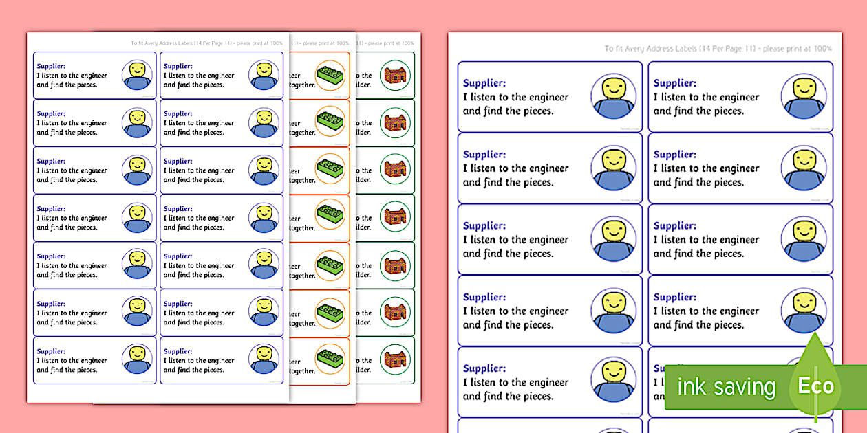 Editable Building Brick Therapy Job Role Stickers - Twinkl