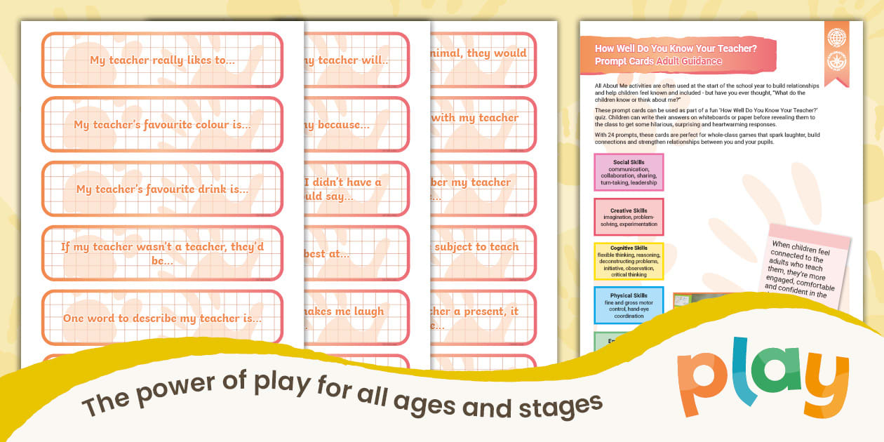 How Well Do You Know Your Teacher? Prompt Cards - Twinkl