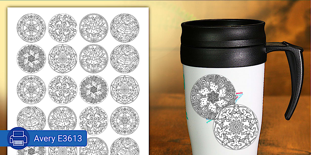 Christmas Mandala - Mindfulness Colouring Stickers - Twinkl