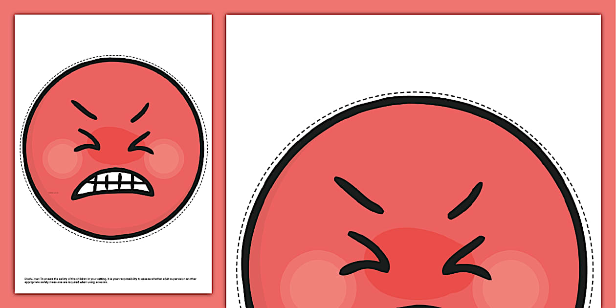 Angry Emoticon Cut-Out (teacher made) - Twinkl