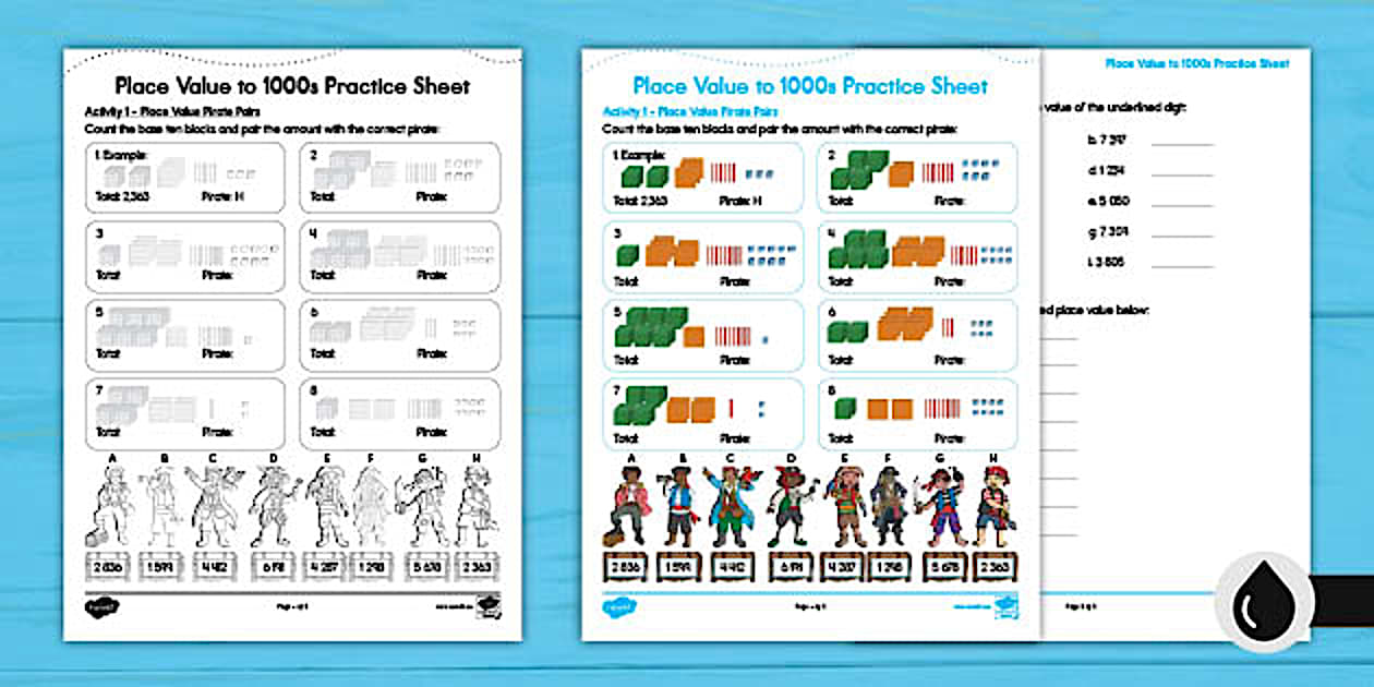 Place Value to 1000s Practice Sheet (Teacher-Made) - Twinkl