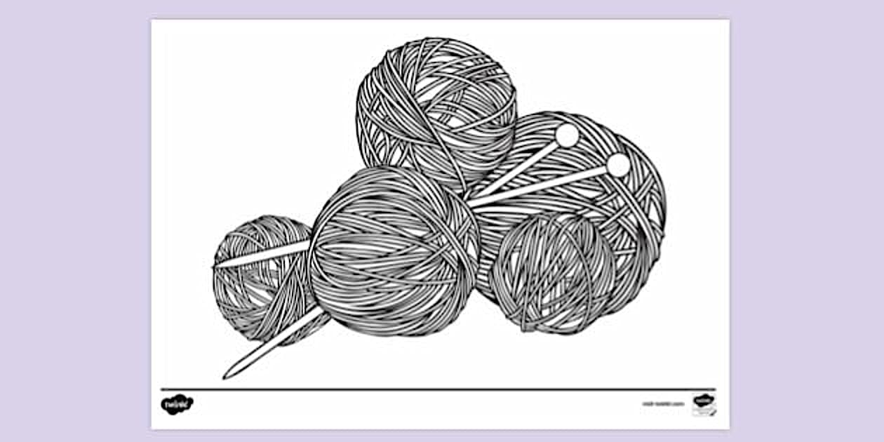 Wool And Knitting Needles Colouring Sheet (teacher made)